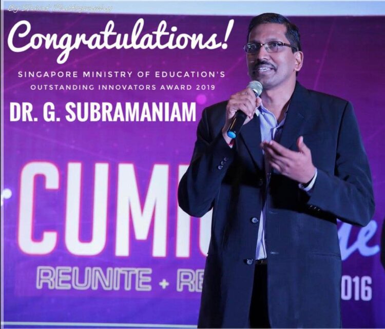 Dr. Subramaniam Receives Outstanding Innovators Award From Singapore ...