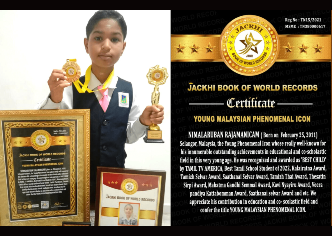 Nimalaruban Rajamanicam Honoured With the Young Malaysian Phenomenal ...