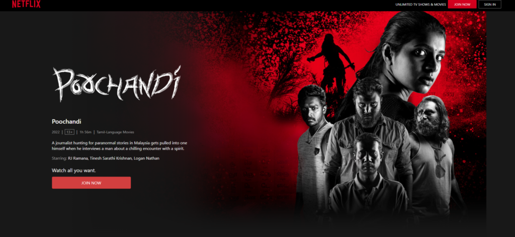 Poochandi Hits The Top 10 Chart On Netflix. - Varnam Malaysia